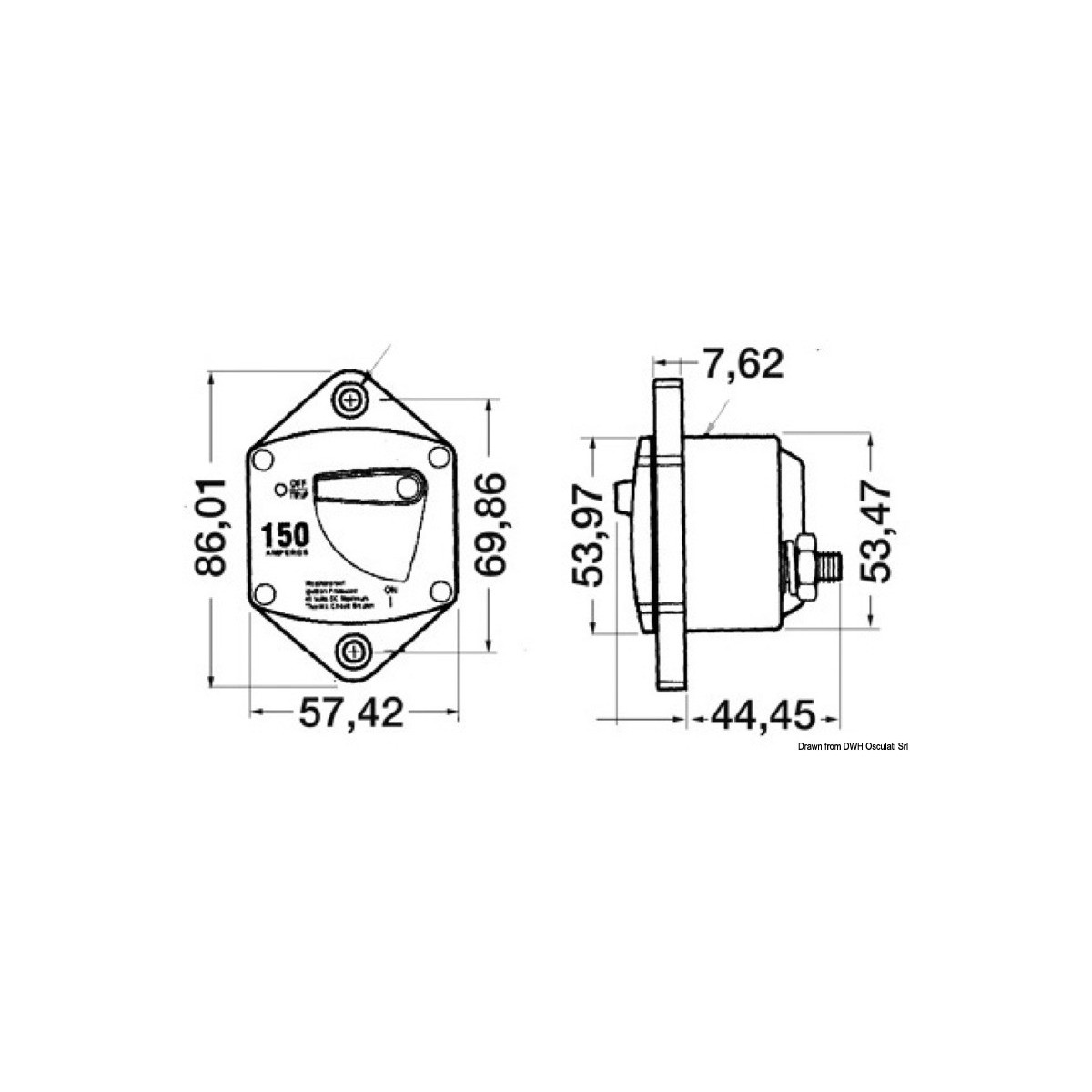 Osculati 100 A flush-mounting circuit breaker OSC-02.700.20 - Comptoir ...