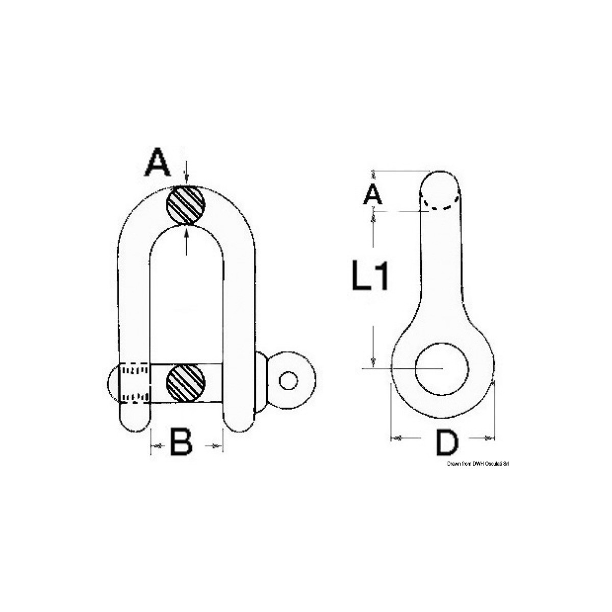 Osculati Manille en U à axe imperdable AISI 316 5 mm OSC-08.220.05 ...