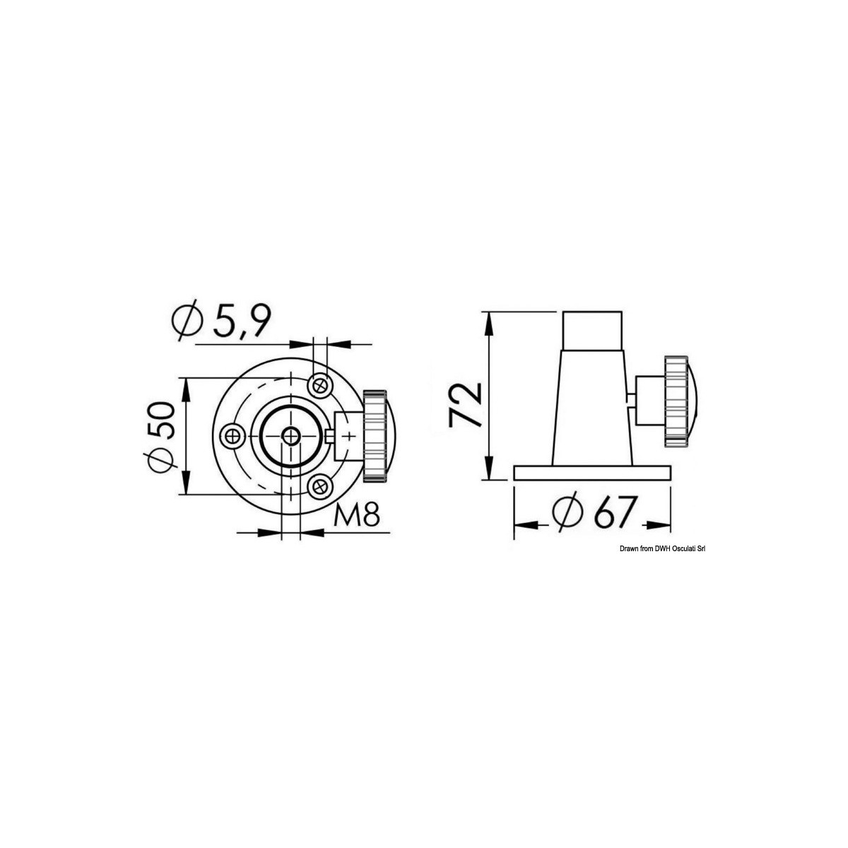 Osculati Base de fixation p. projecteurs fixation sur plan OSC-13.240. ...
