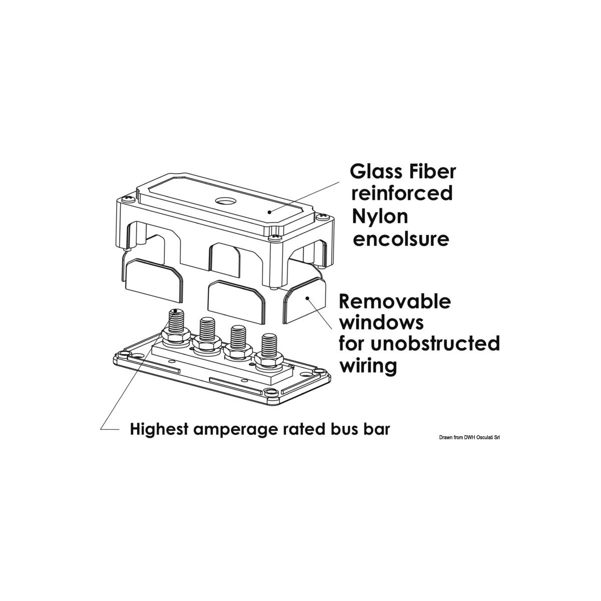 Osculati Boitier connections Bus-Bar Heavy Duty 4 x 10 mm OSC-14.209.30 ...