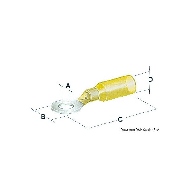 Osculati Cosse à œil pre-isoleée 5,3 mm jaune OSC-14.800.03 - Comptoir Nautique