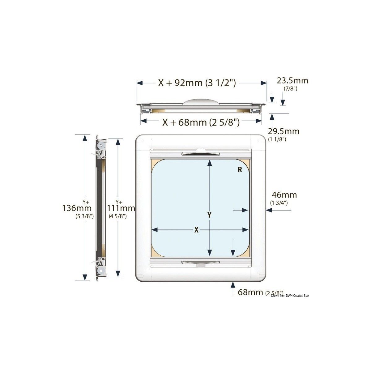 OceanAir Oceanair curtain and insect screen for Lewmar 44 for recessed ...