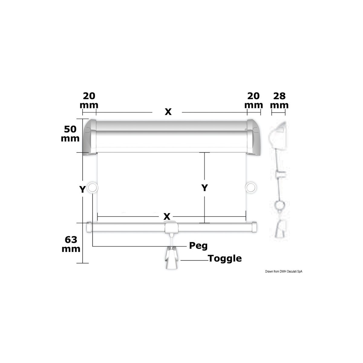 OceanAir Rideau à enrouler Oceanair Hatch Shade 679 x 700 W OSC-19.870. ...