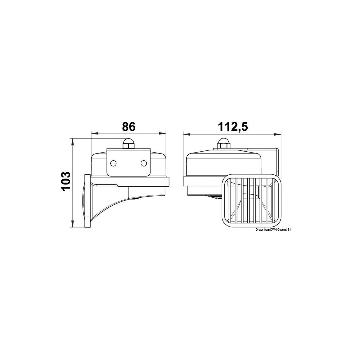 Osculati High-power single horn in chrome-plated ABS OSC-21.451.40 ...