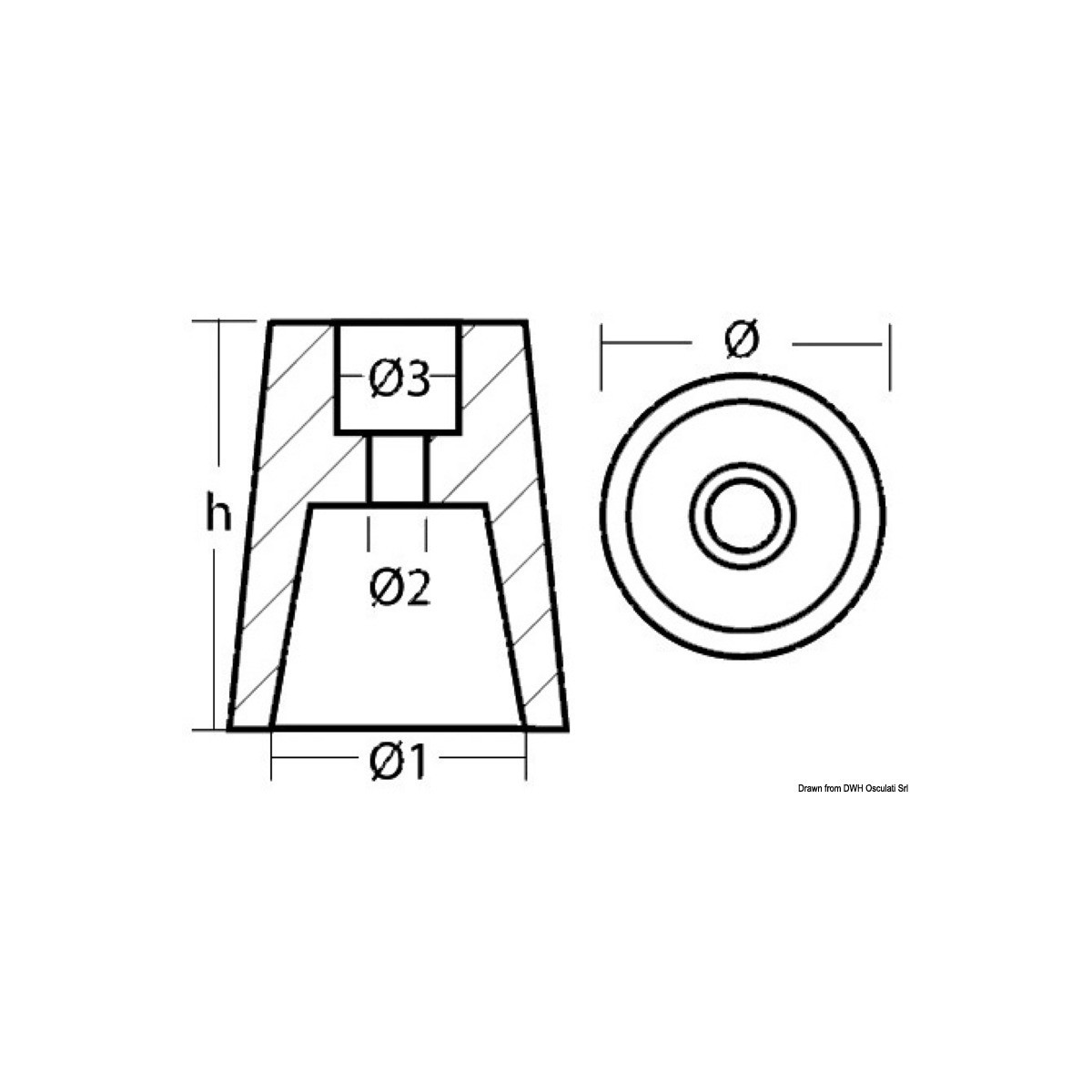 Tecnoseal Radice axis line anode Ø 42 mm OSC-43.230.00 - Comptoir Nautique