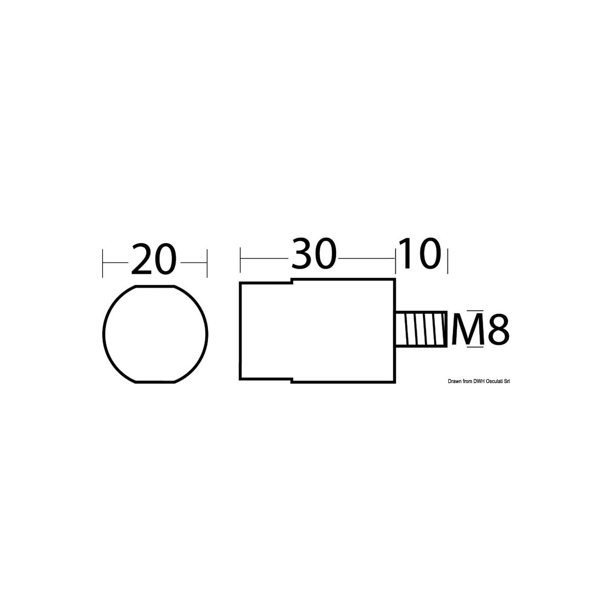 Tecnoseal Circular anode Ø 20 mm OSC-43.542.00 - Comptoir Nautique