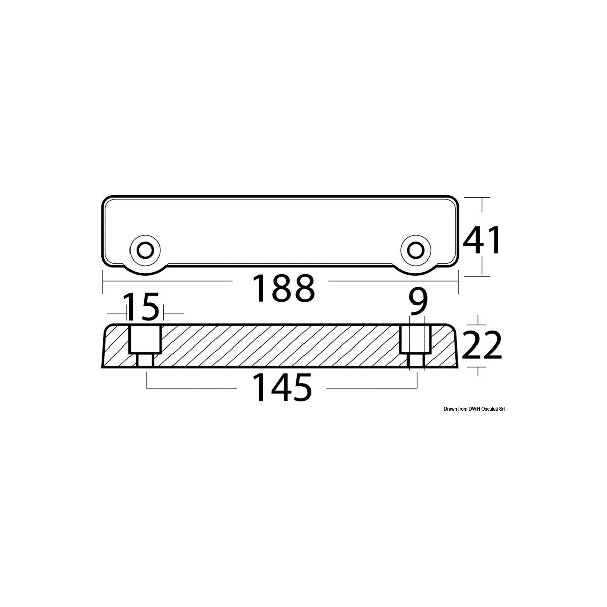 Tecnoseal Volvo Penta magnesium bar anode OSC-43.550.02 - Comptoir Nautique