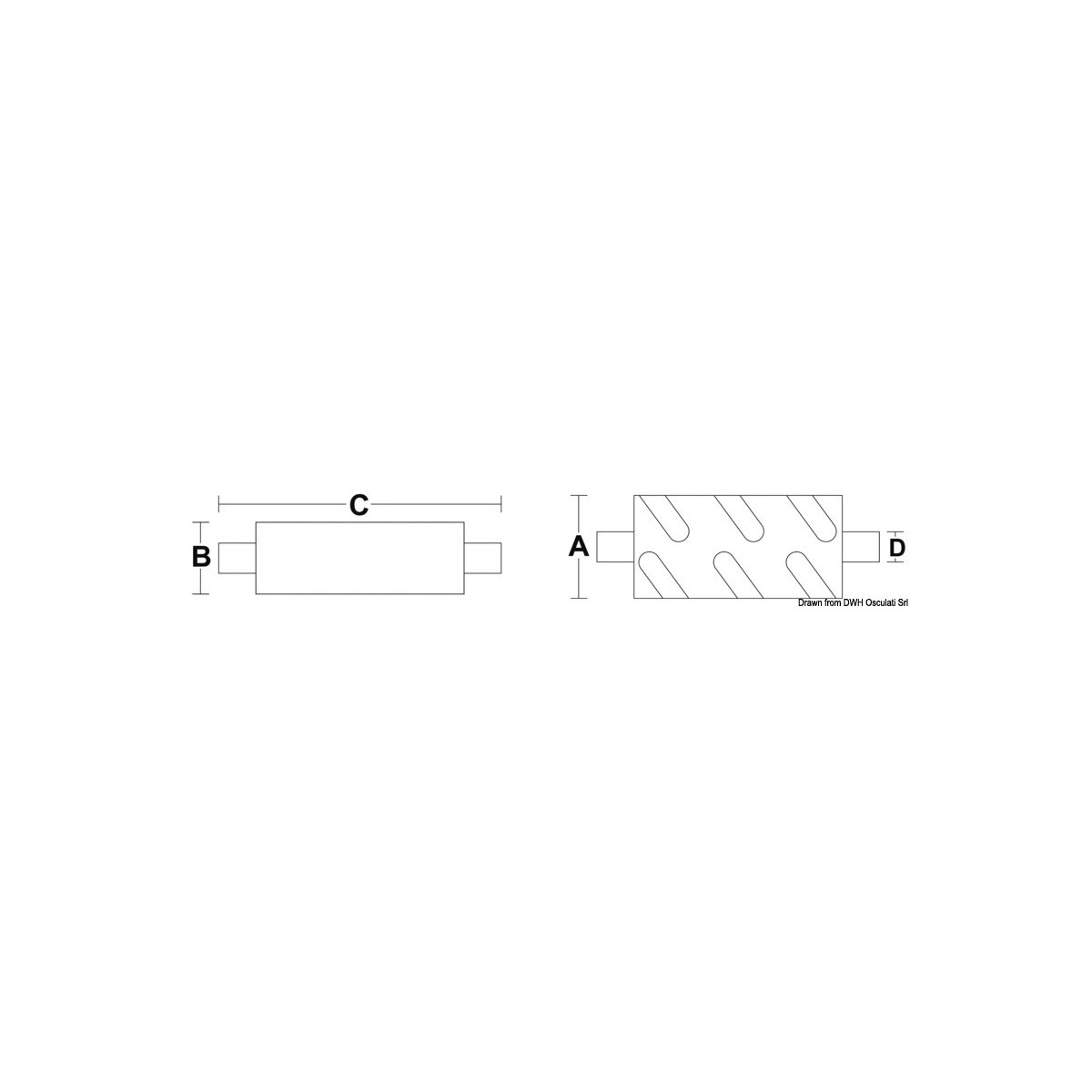 Osculati Horizontal muffler 75 mm OSC-51.376.05 - Comptoir Nautique