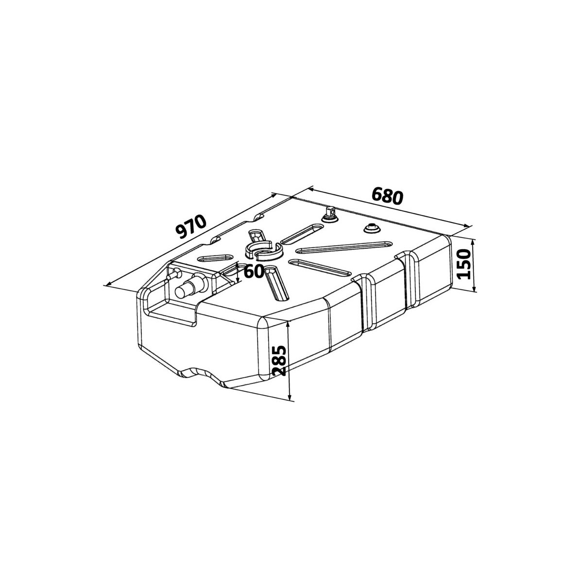 Osculati 116-liter cross-linked polyethylene gasoline fuel tank OSC-52. ...