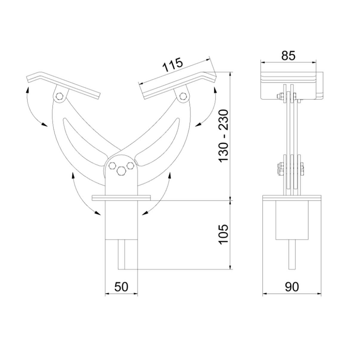 Osculati Dismountable double offset bracket for appendages OSC-22.507. ...