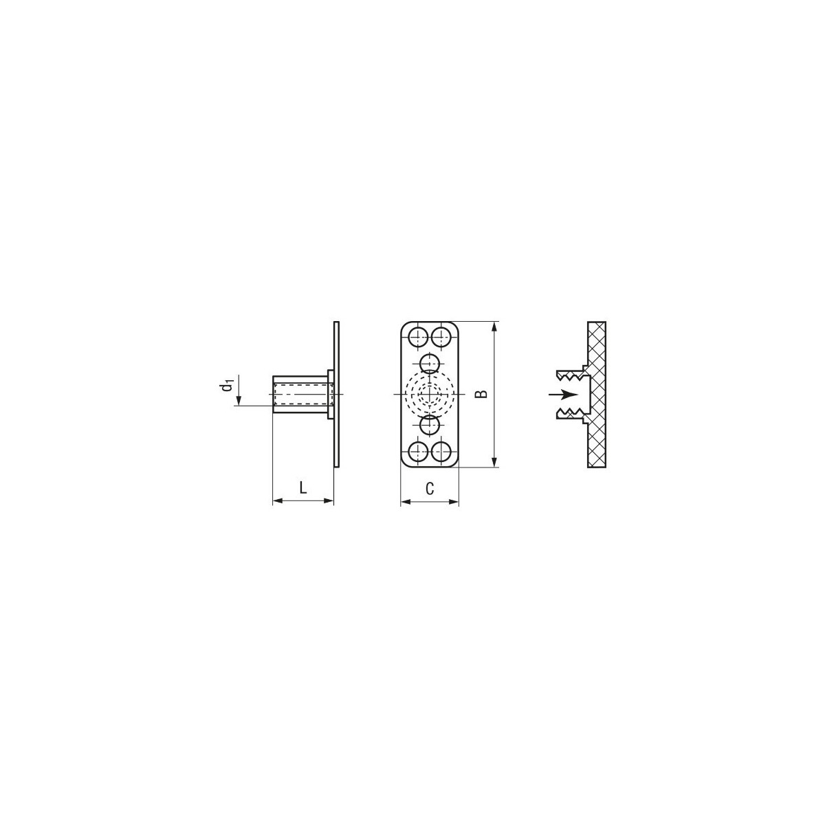 BIGHEAD F2 female threaded socket with rectangular head - M6x10 (pack ...