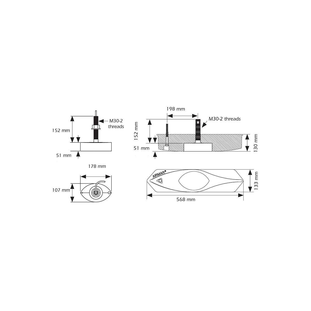 Airmar B258 2D Flow-through sensor 1kW B258 - Comptoir Nautique