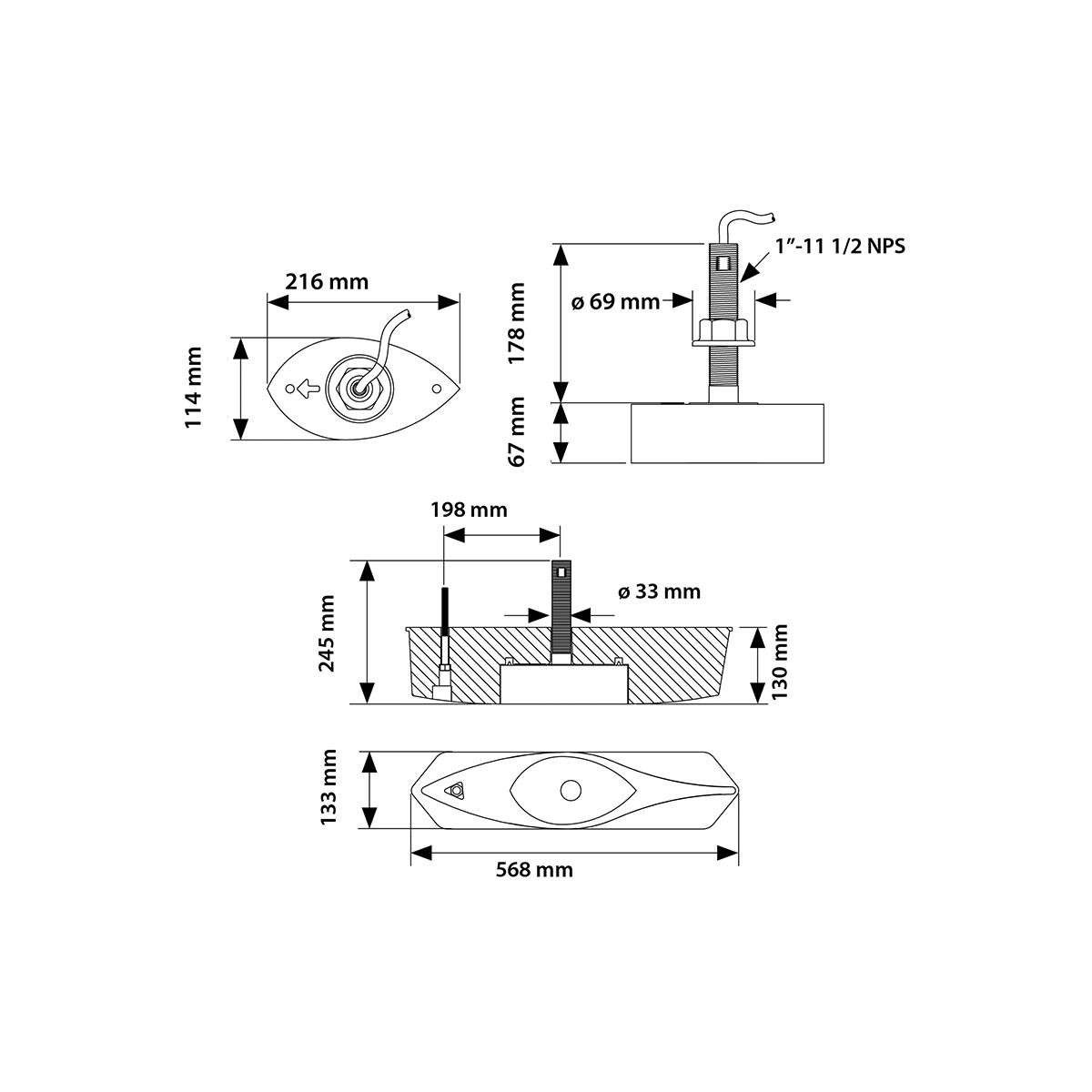 Airmar B260 2D through-beam sensor 1kW B260 - Comptoir Nautique