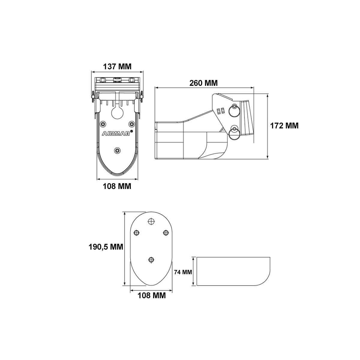 Airmar TM260 2D transom sensor 1kW TM260 - Comptoir Nautique