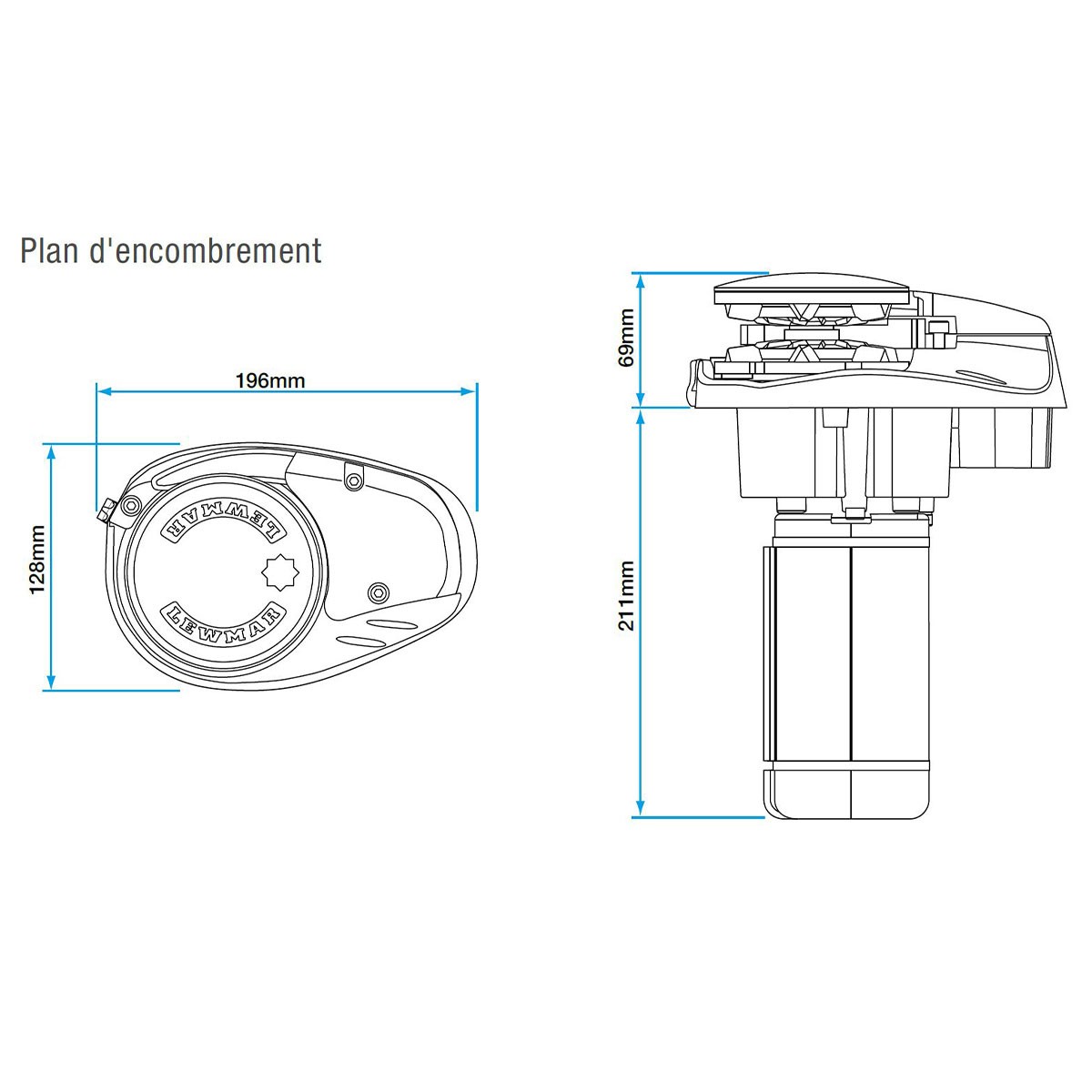 Lewmar Vertical windlass V700 - 6/7 mm - 12V - 320 W without headstock ...